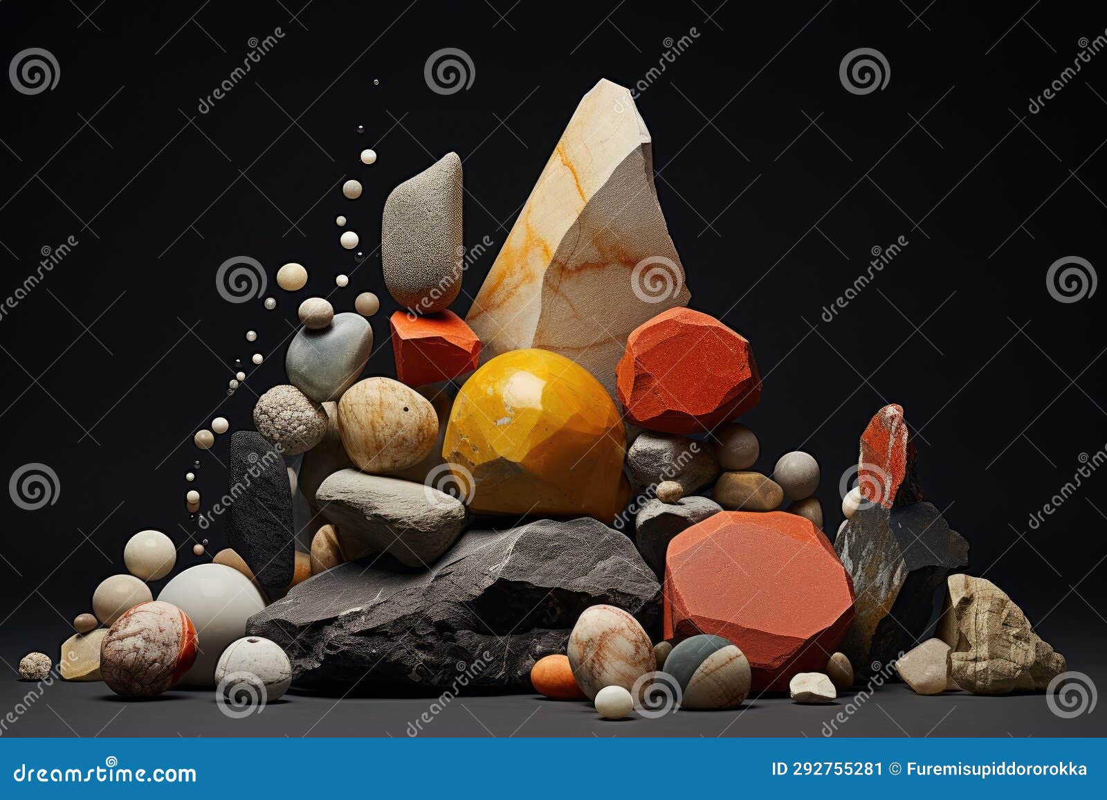 Abstract Composition Using Stones and Minerals Stock Illustration ...