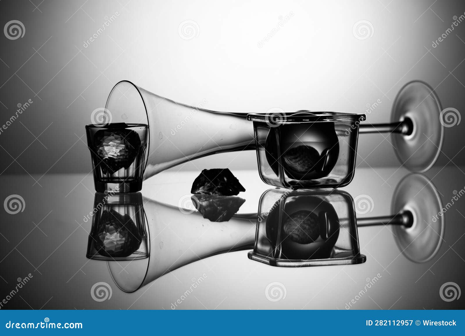 Abstract Compositions of Glass Objects with Reflections Stock Image ...