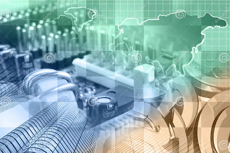 Electronic Device, Buildings and Map Stock Photo - Image of information ...