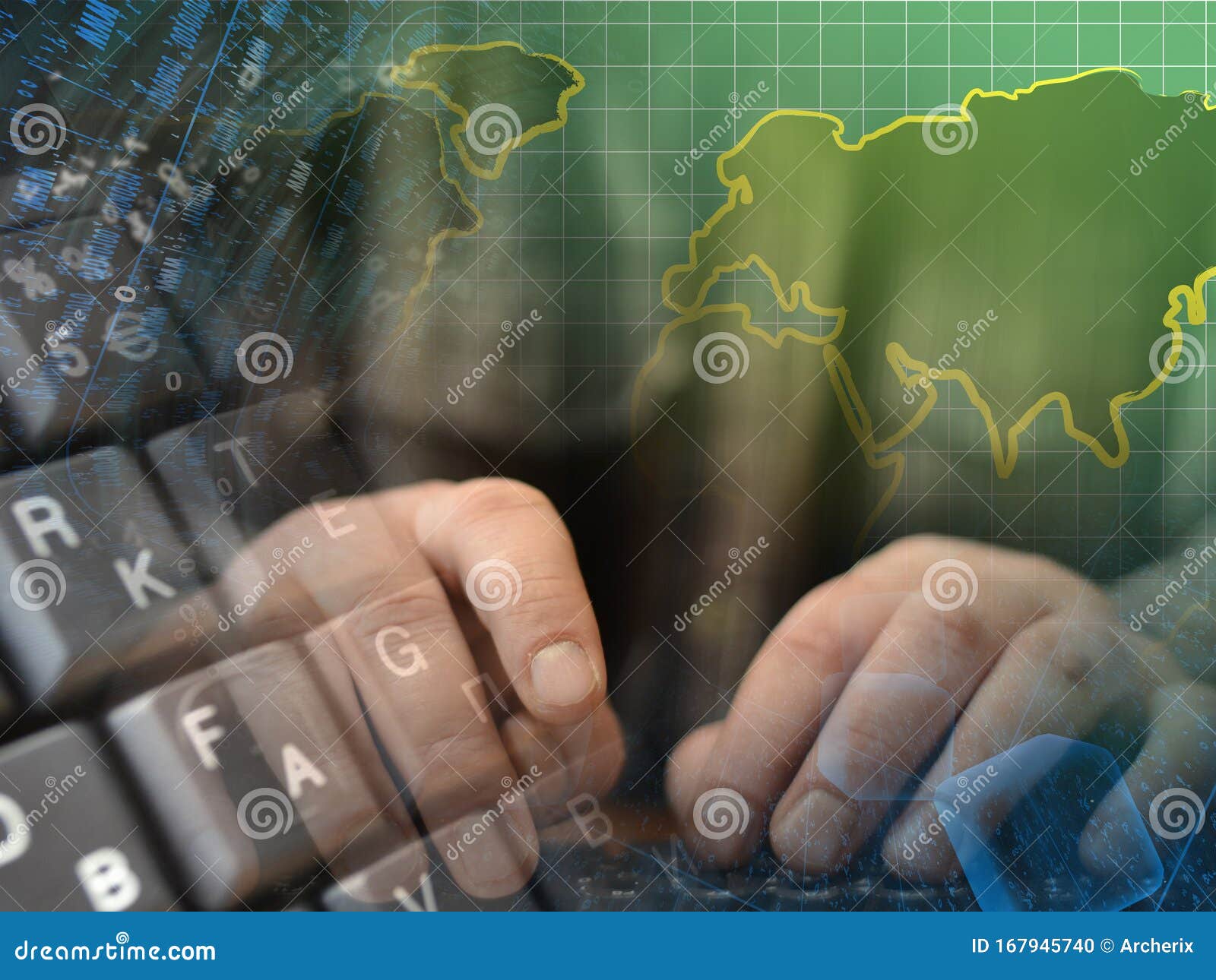 Keyboard, Hands And Map Royalty-Free Stock Image | CartoonDealer.com ...