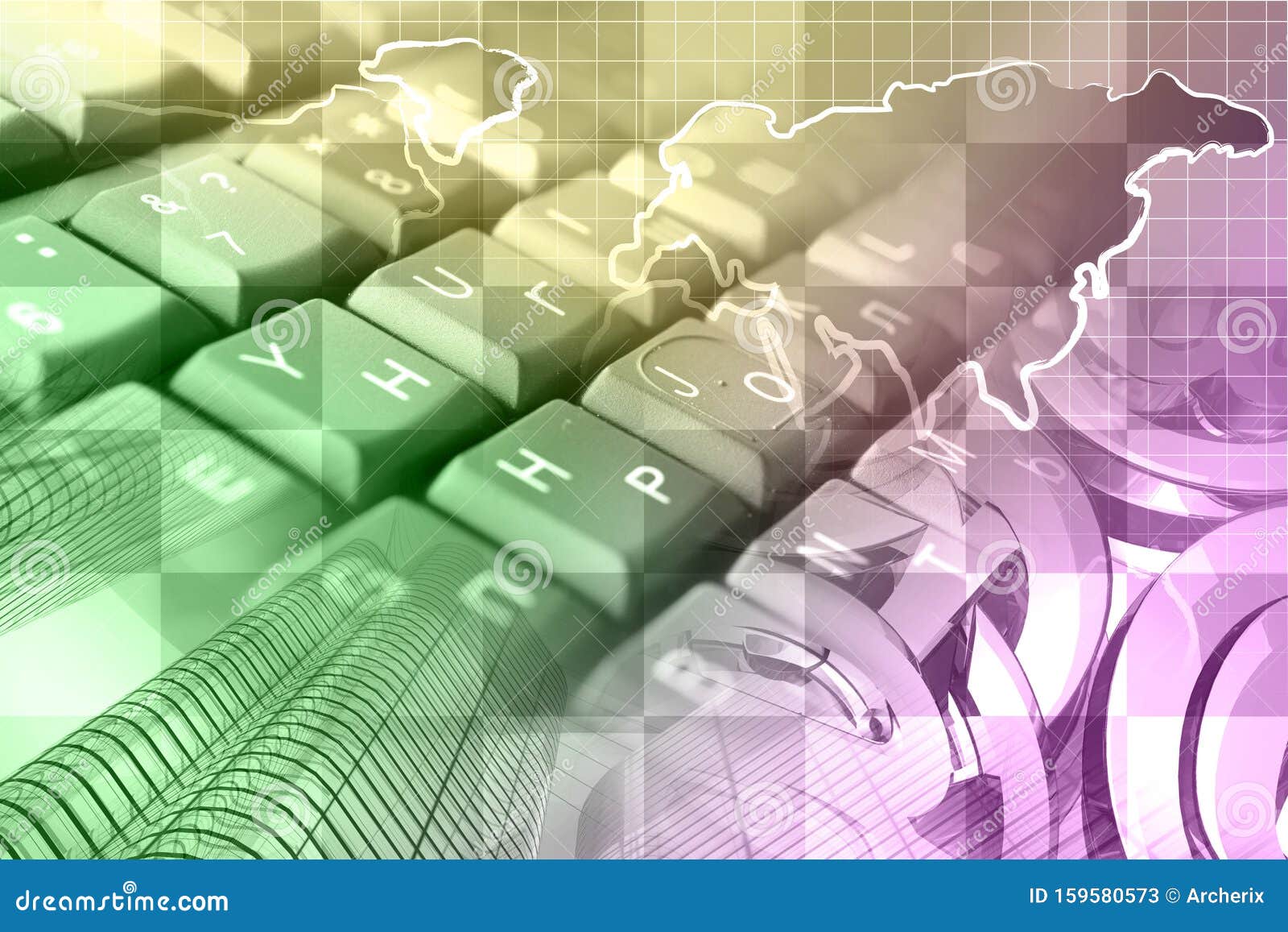 Keyboard, Mail Signs And Map Stock Photo | CartoonDealer.com #157716276