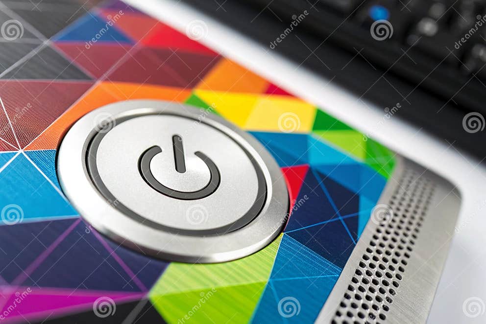 Abstract Computer Background with Power Button Stock Illustration ...