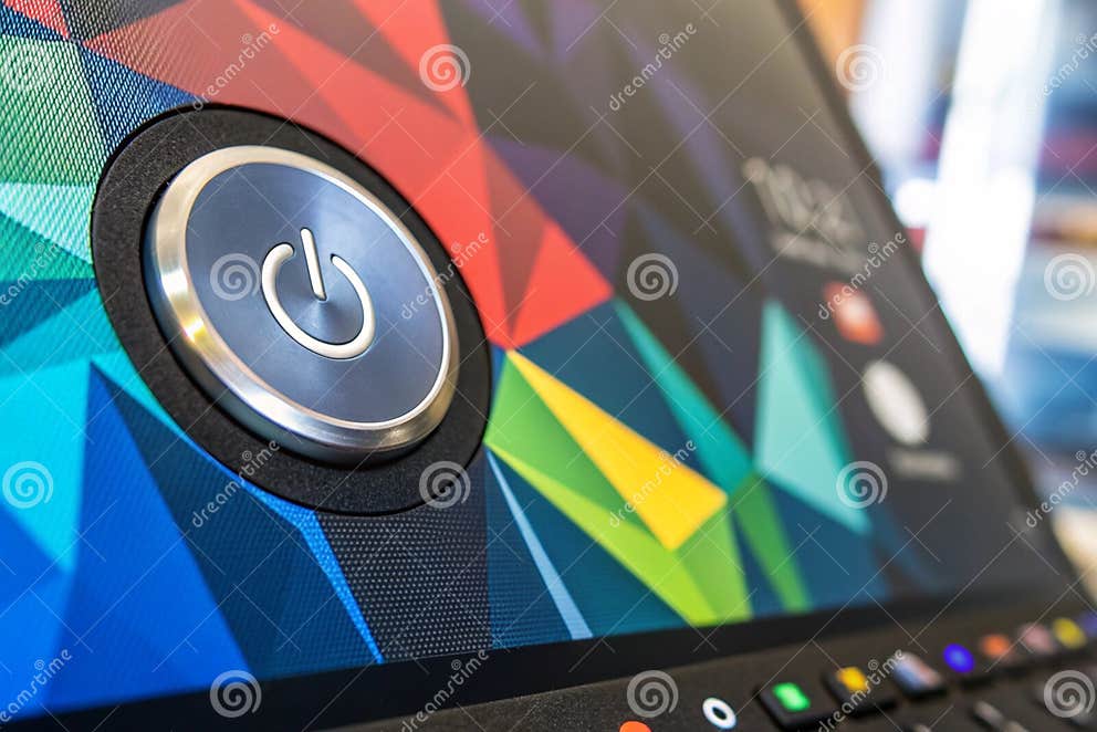 Abstract Computer Background with Power Button Stock Illustration ...