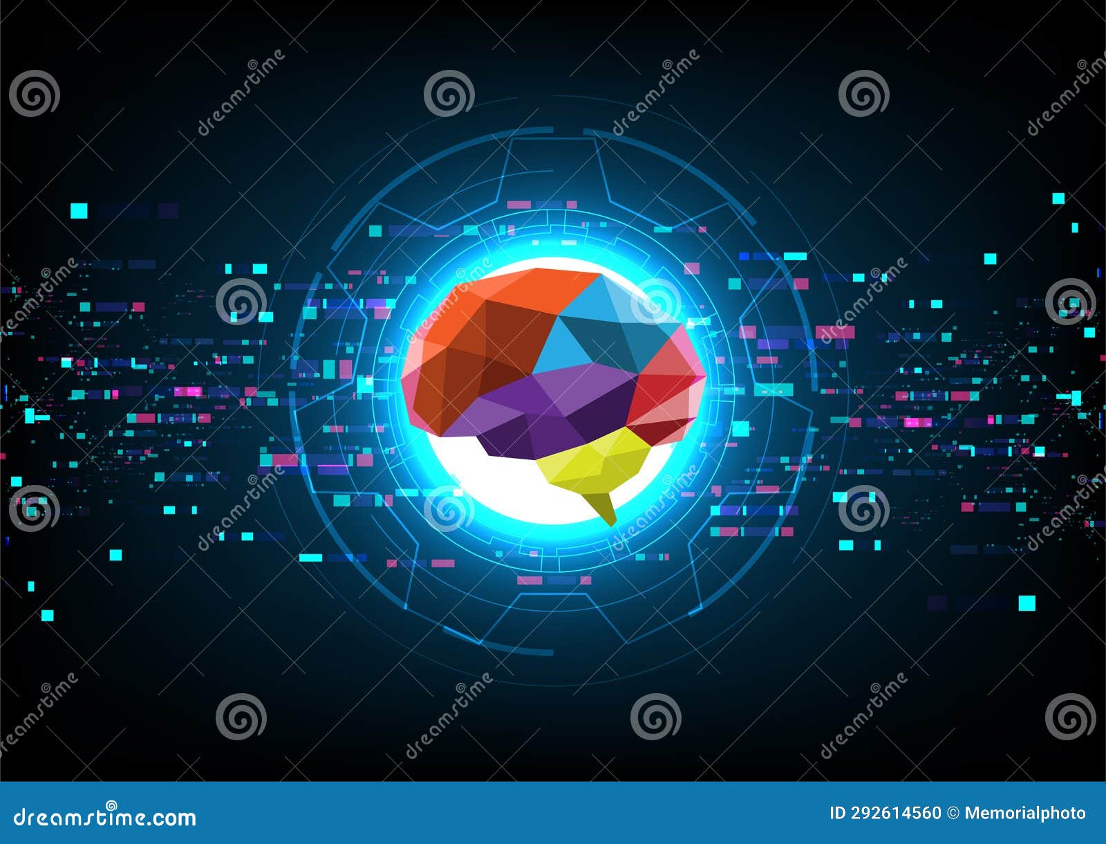 Abstract Computer Brain Algorithm Technology. Internet Network ...
