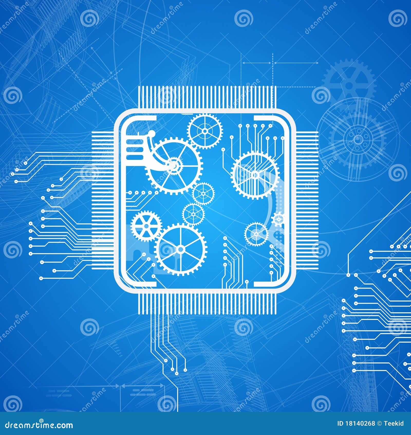 Abstract Computer Chip Blueprint Stock Photo - Image of progress ...