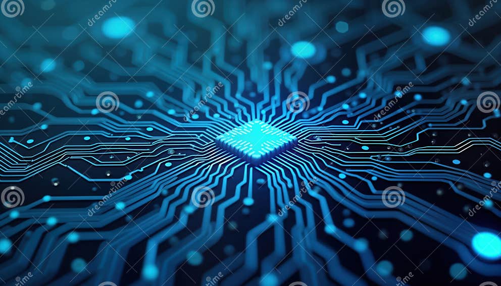 Abstract Computer Circuit Tech Details Complex Electronic Chip Design ...
