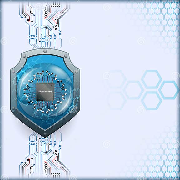 Abstract Computer Graphic Design with Security Shield Behind Processor ...