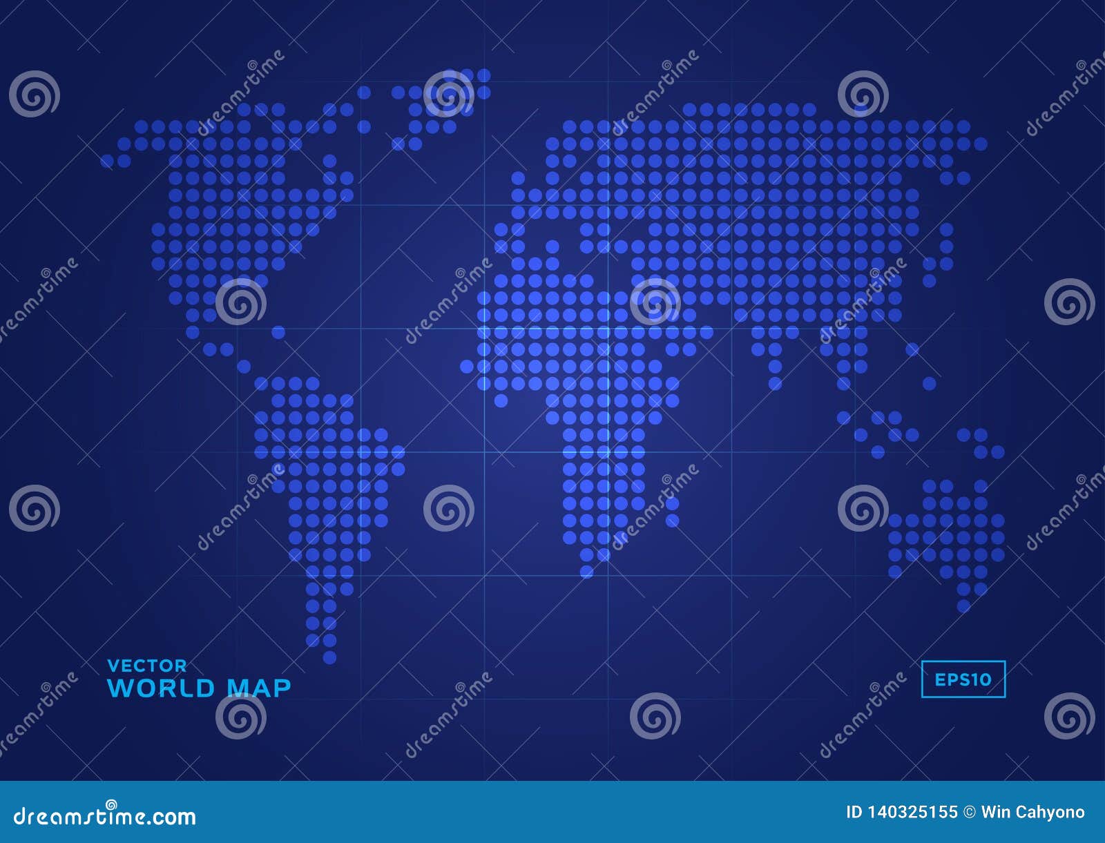 World Map of Blue Round Dots. Stock Vector - Illustration of flat ...