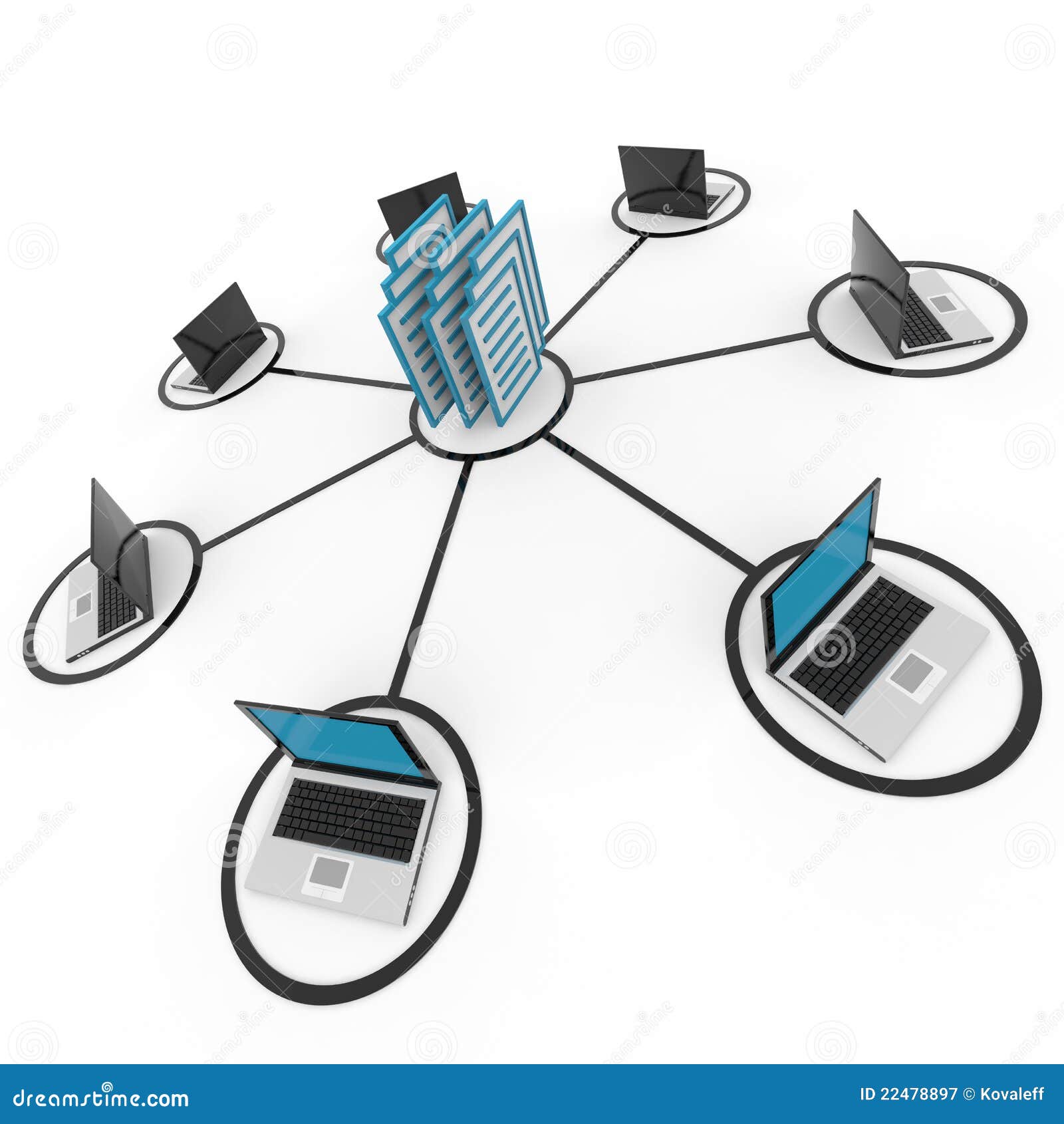 Abstract Computer Network with Laptops. Archive. Stock Illustration ...