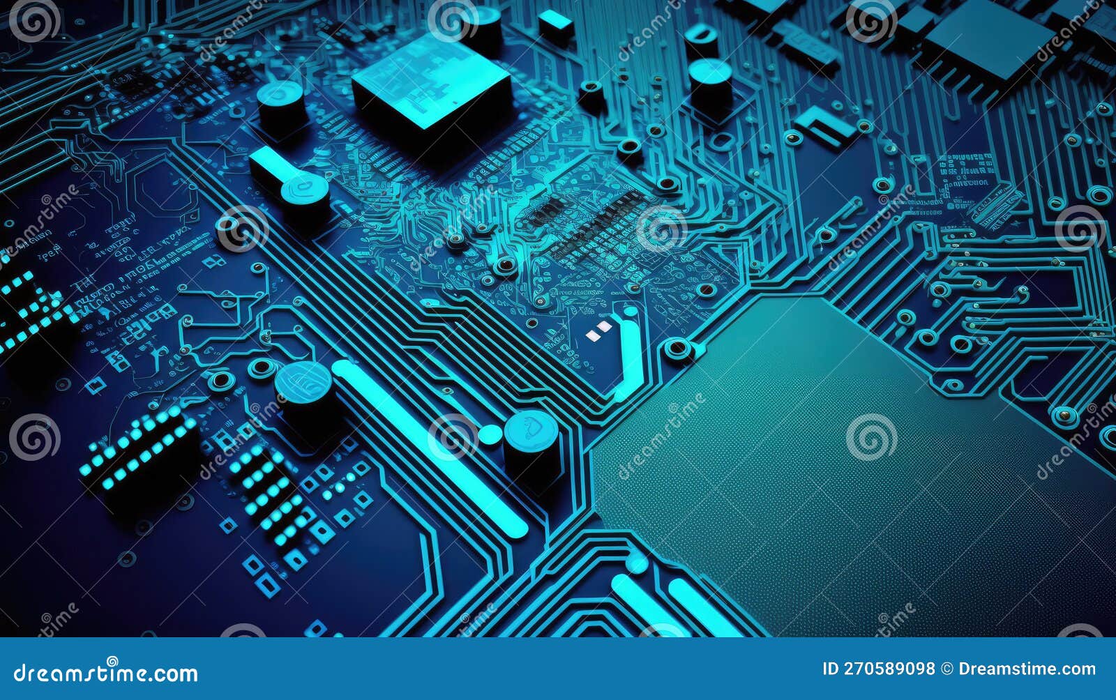 Abstract Computer Processor Chip on Circuit Board with Microchips Stock Illustration ...