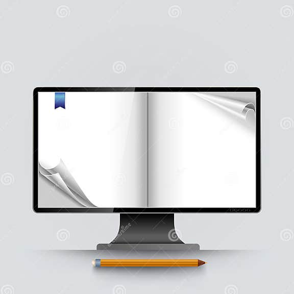 Abstract Computer Screen Empty Curled Pages Vector Stock Vector ...