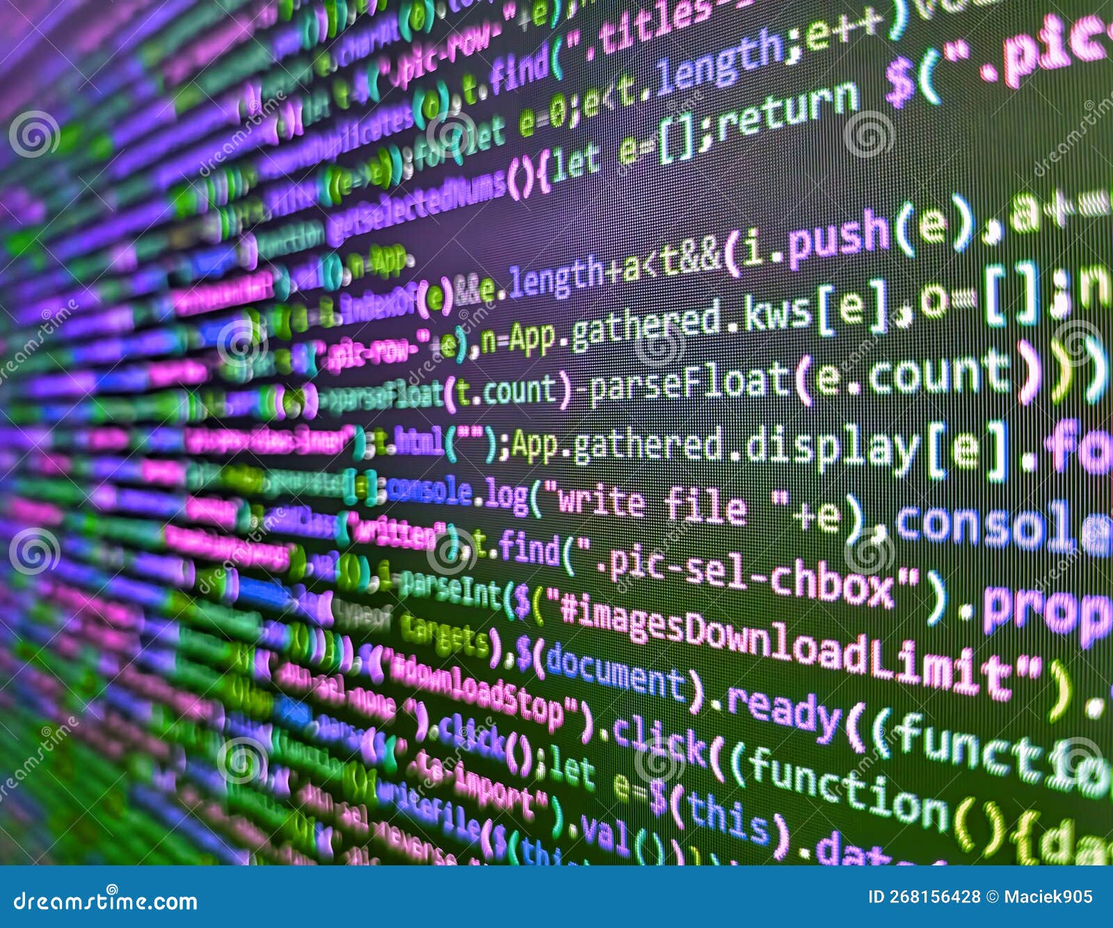 Abstract Computer Script About Big Data And Blockchain Database Coding Hacker Concept Stock