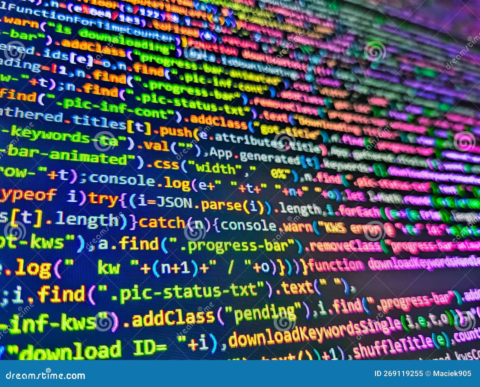 Abstract Computer Script Code Compressed Javascript Code On Computer Screen Web Site Codes On