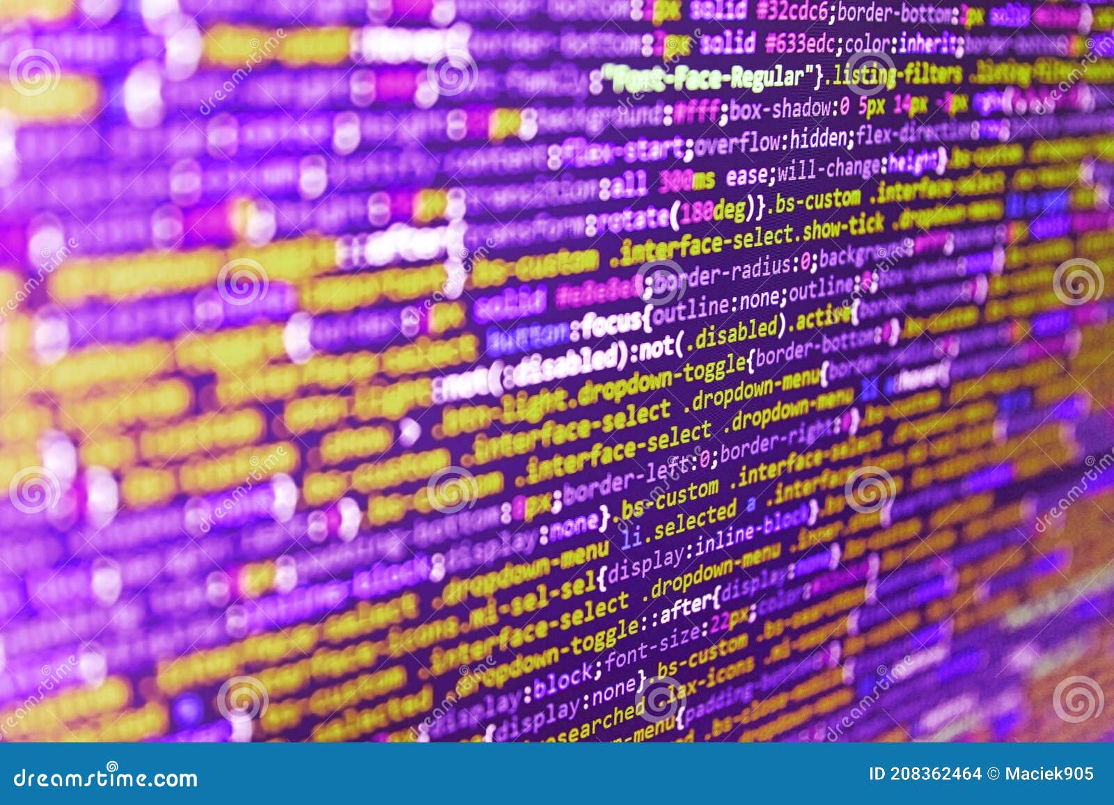 Abstract Computer Script Code Concept Screen Of Experienced Web Developer Programming Coding