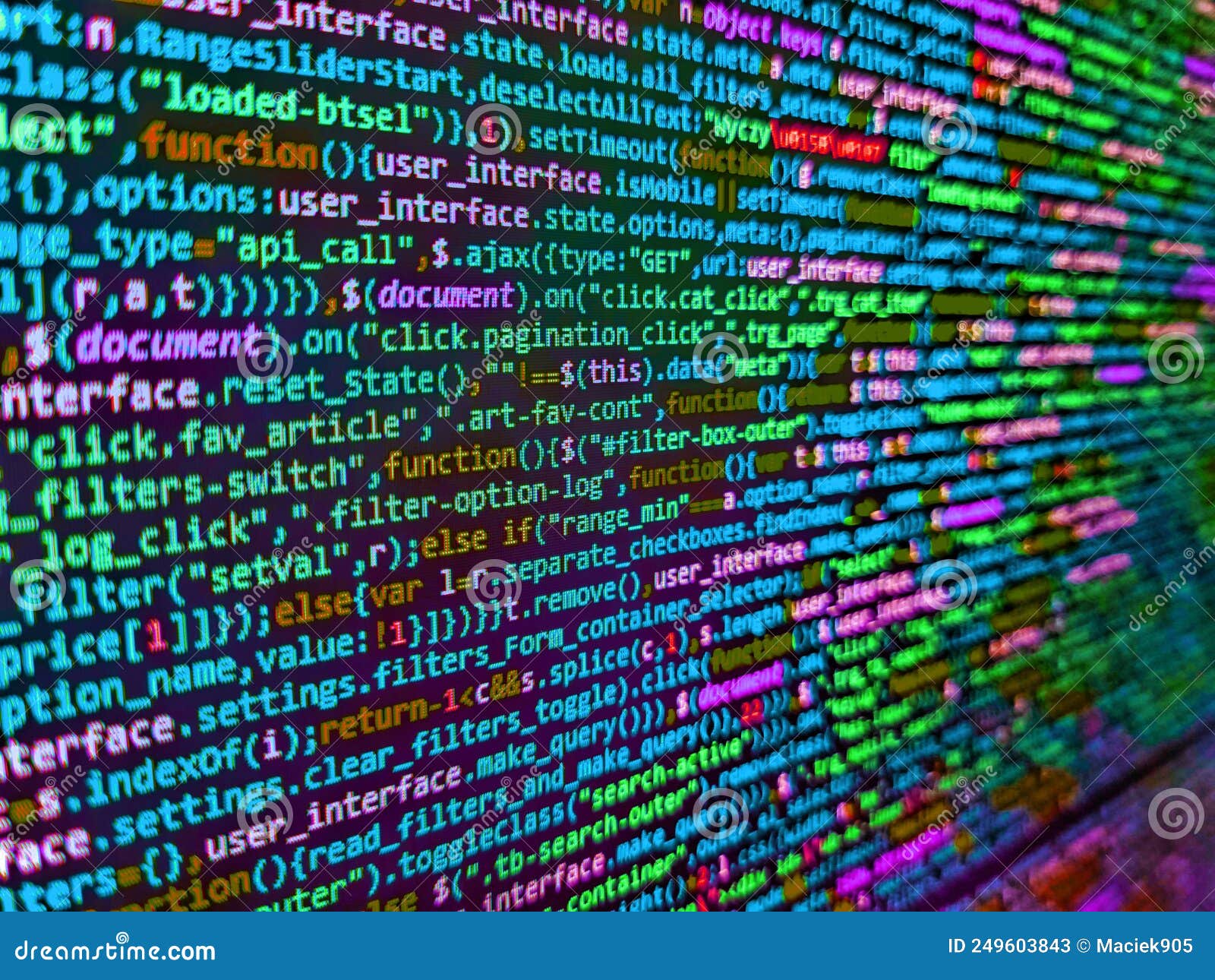 Abstract Computer Script Code Programming Coding With Editor Colorful Themes Front End
