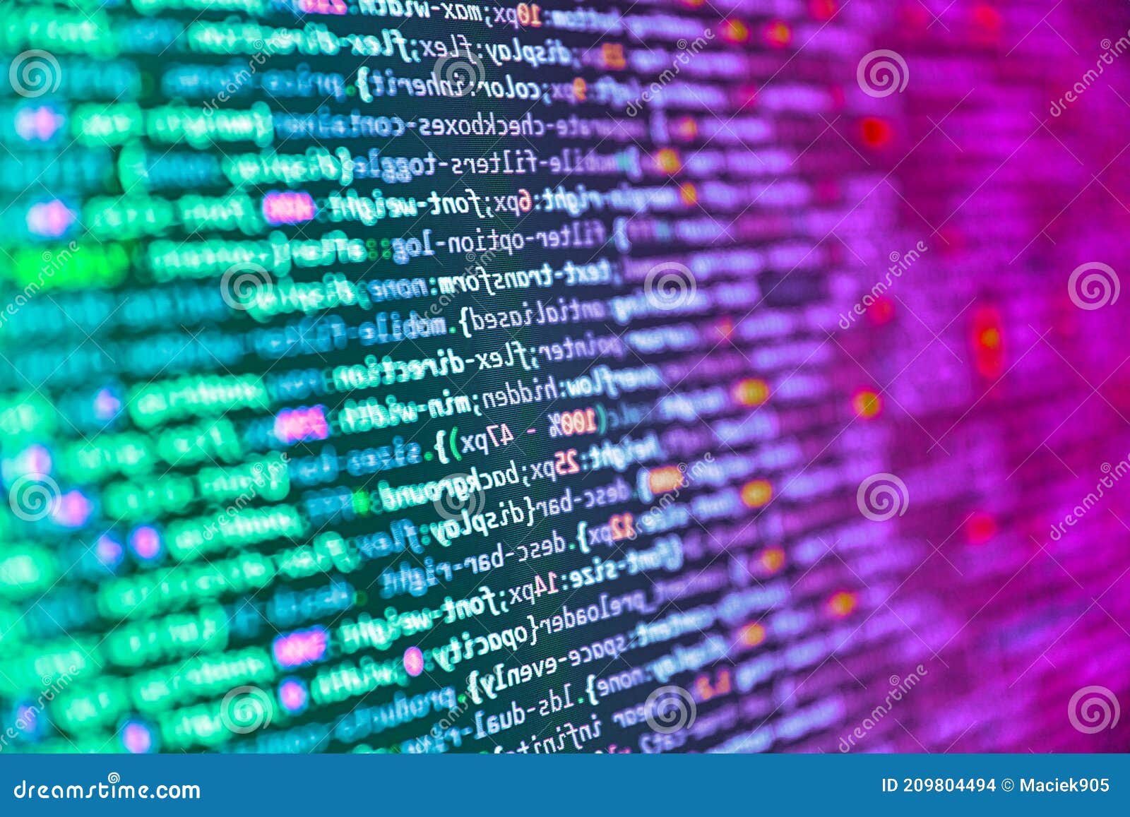 Abstract Computer Script Code. Web Programming and Bracket Technology ...