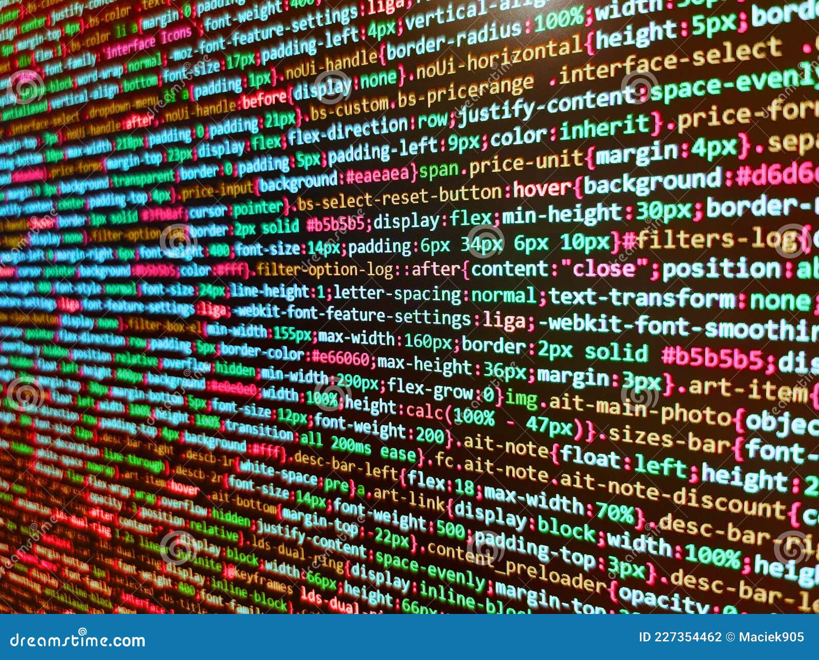 Abstract Computer Script Source Code. Programmer Working in a Software Develop Company Office ...