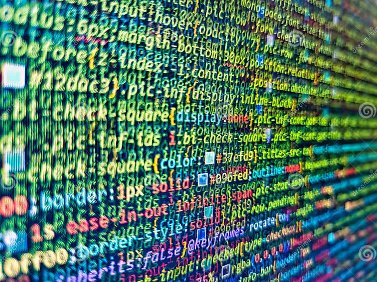 Abstract Computer Script Source Code Computer Screen Shot With Binary Code And Smartphone 