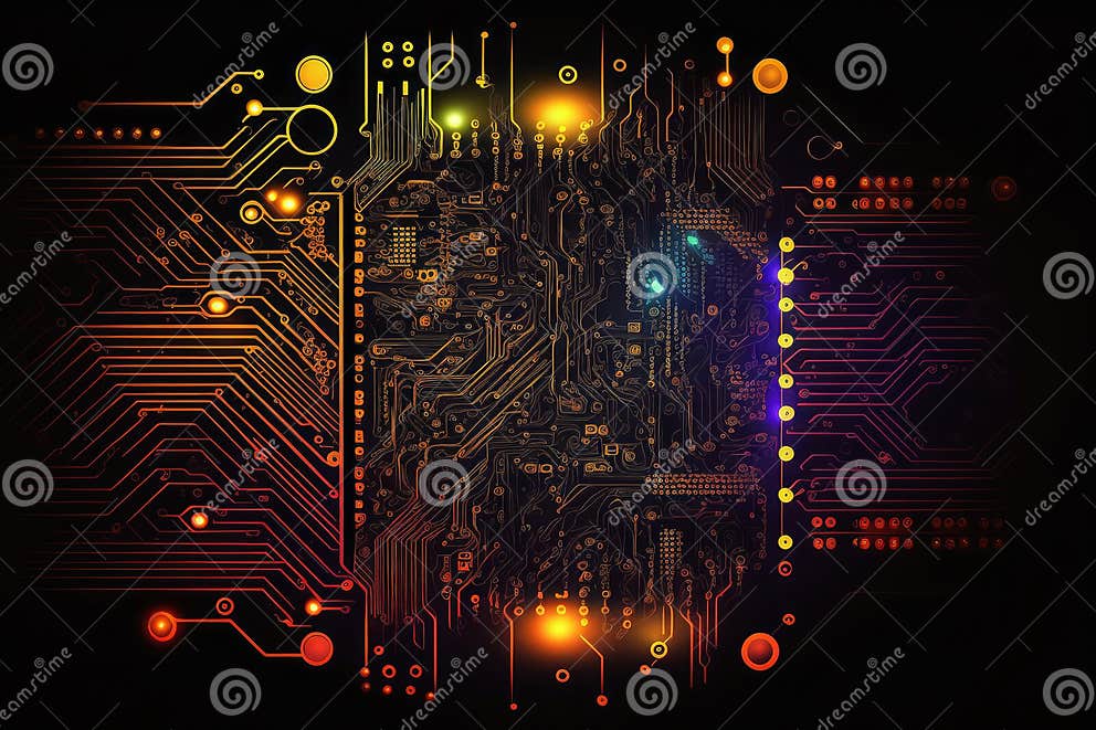 Abstract Computer Technology Background Featuring a Circuit Board ...