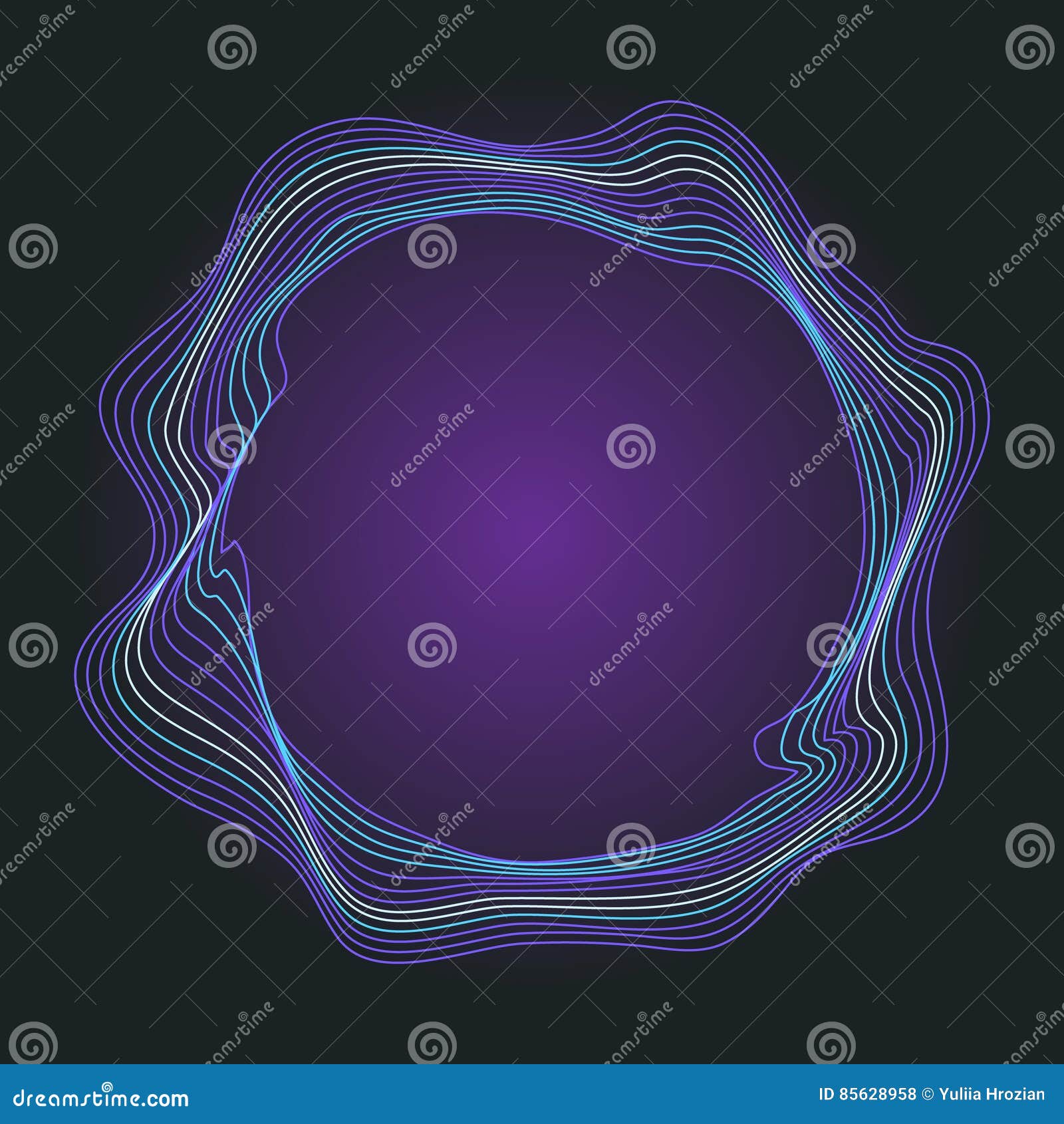 Abstract Concentric Involute Vivid Colors Circles on Dark Violet Stock ...