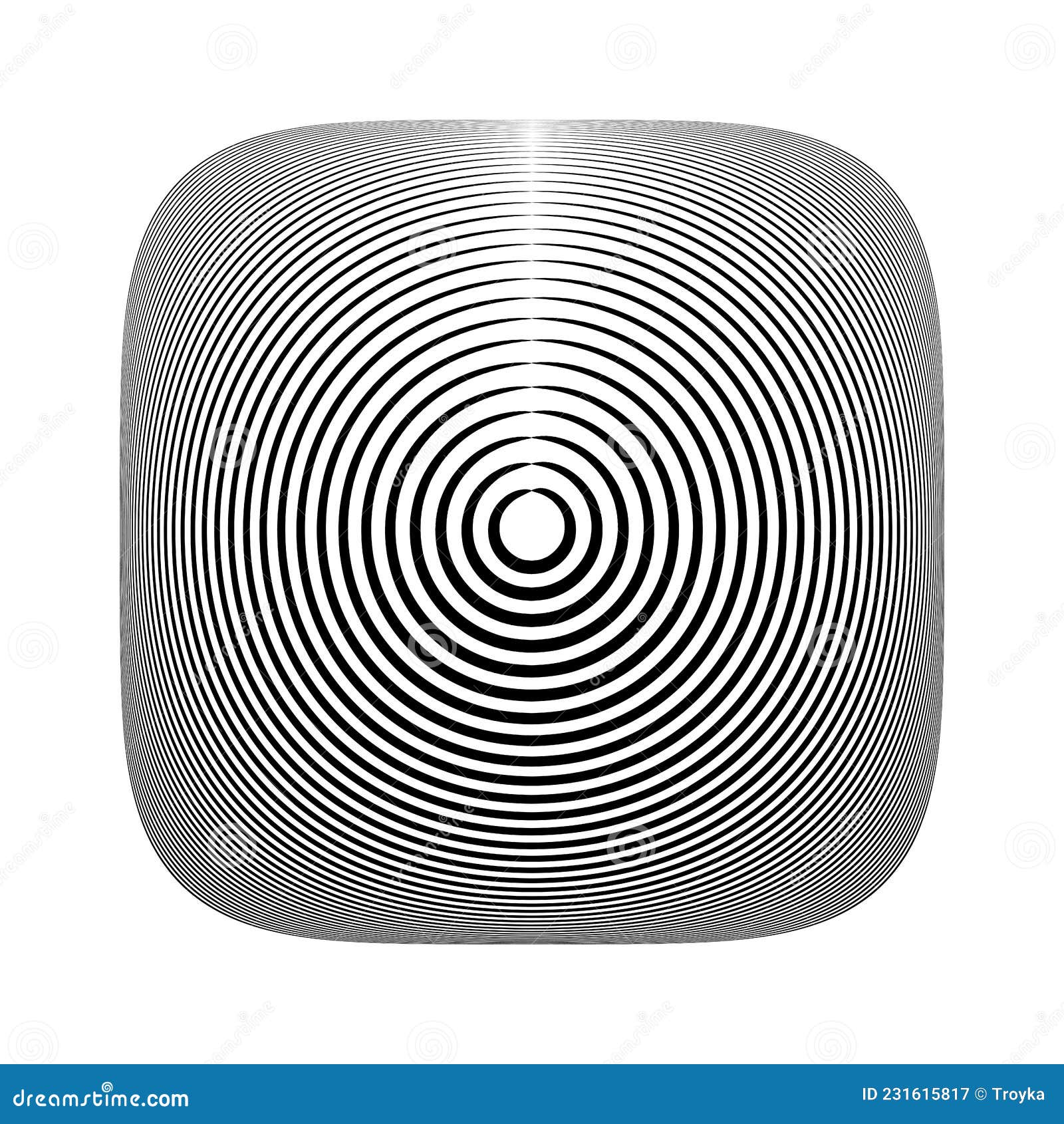 Abstract Concentric Rings Circle Pattern in Square Shape. 3D Illusion ...