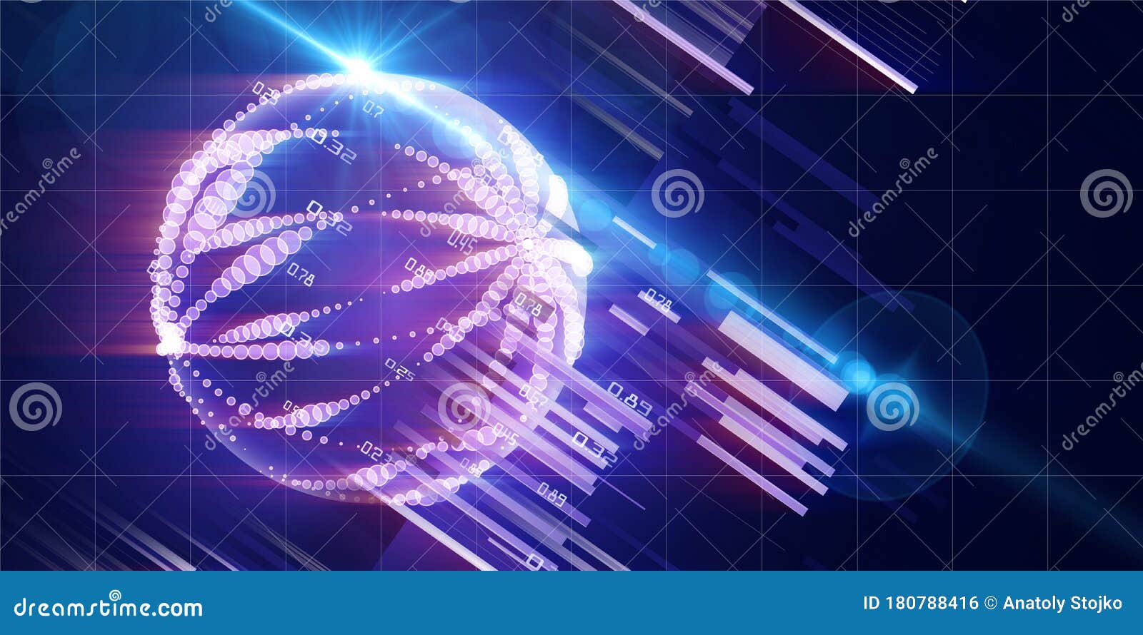Abstract Concept Of Analysis Spherical Array Data Big Data Glowing