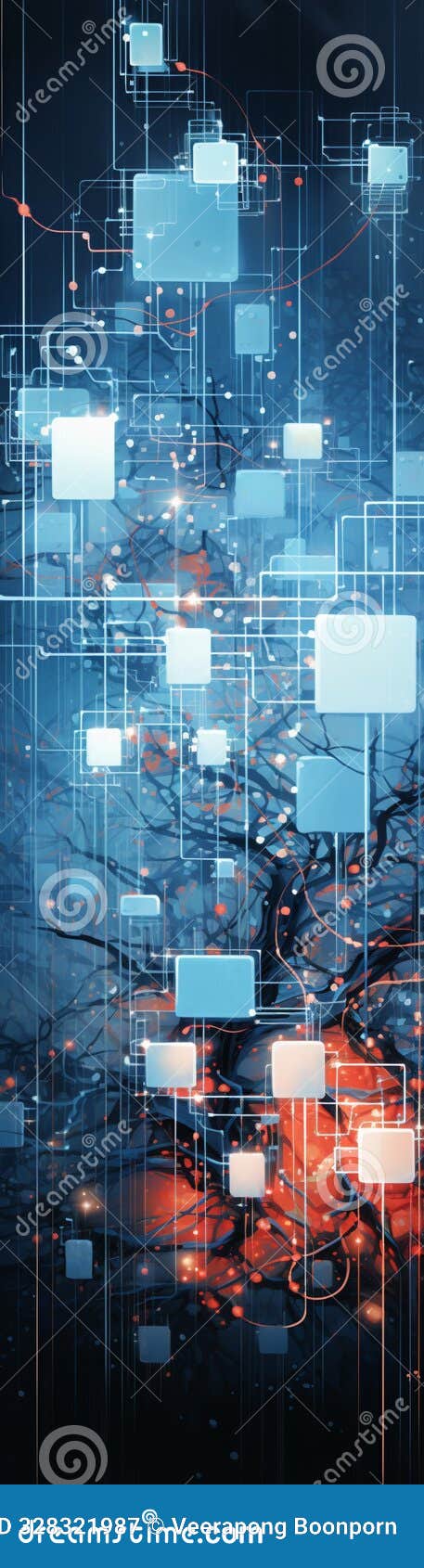 Abstract Concept Art of Network Technology Intertwining Digital and ...
