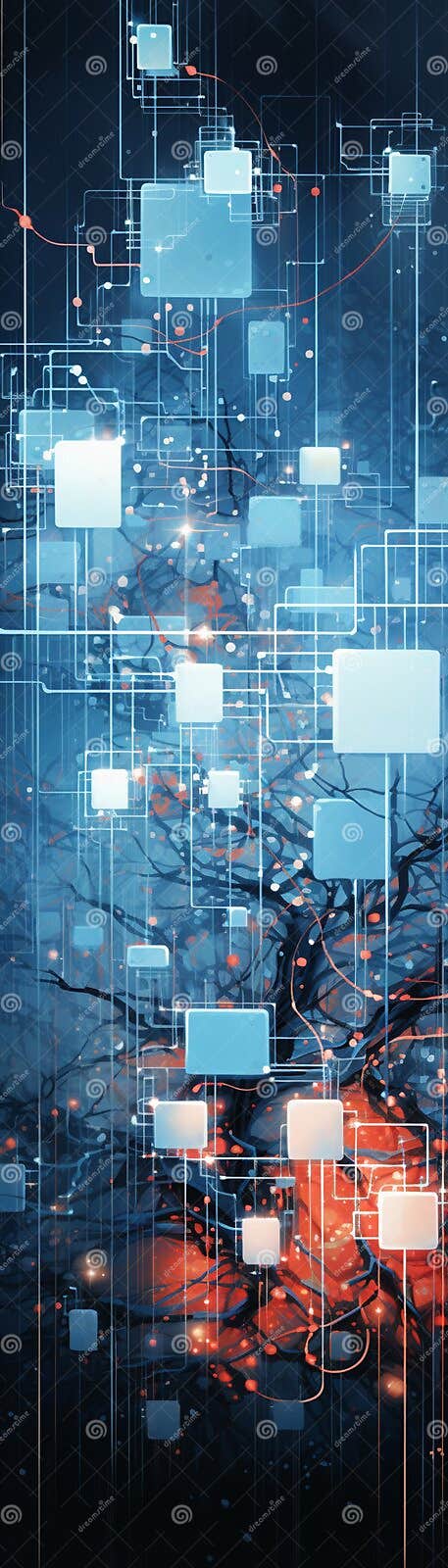 Abstract Concept Art of Network Technology Intertwining Digital and Physical Realms Stock ...