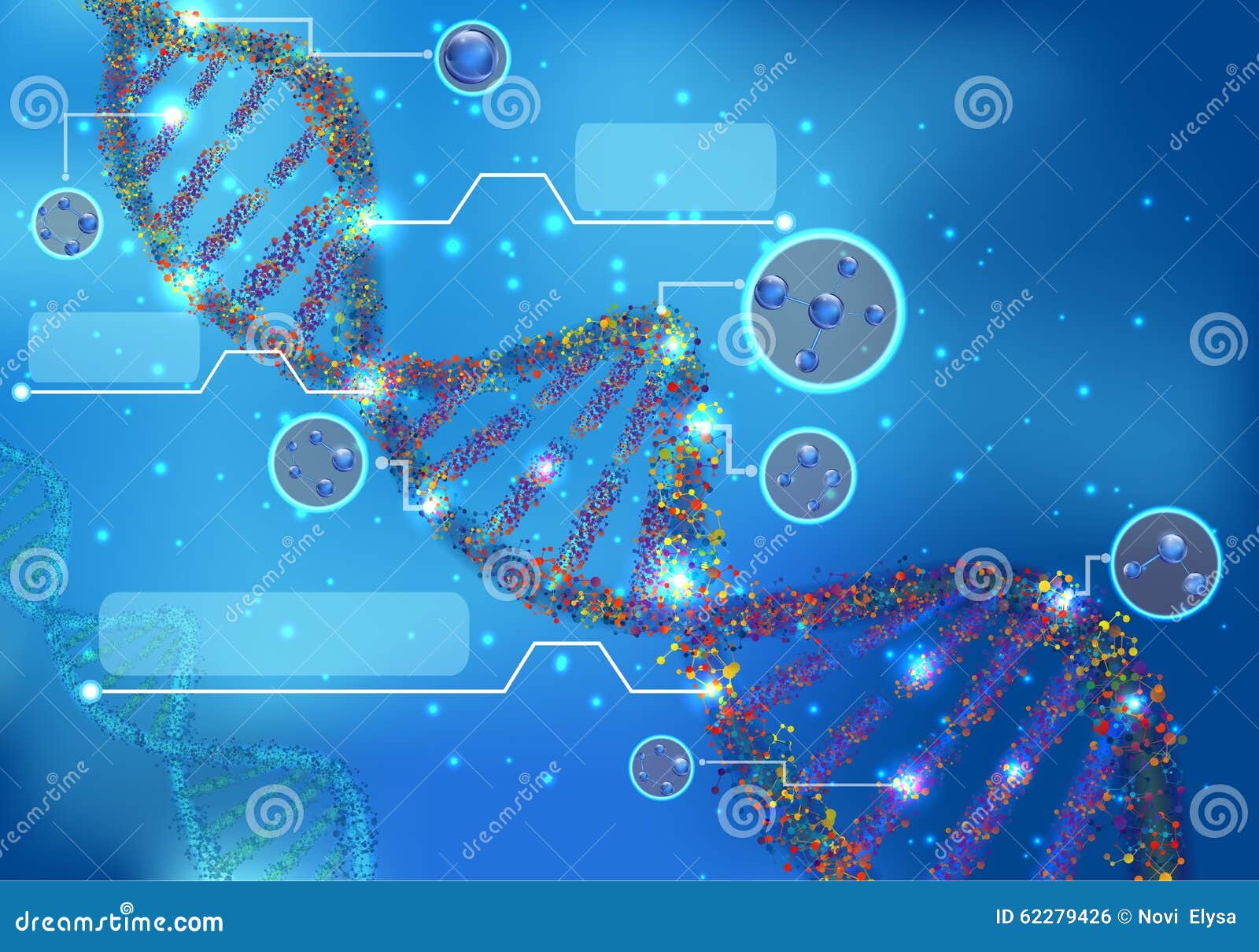 Abstract Concept of Biochemistry with Dna Molecule on Blue Background ...