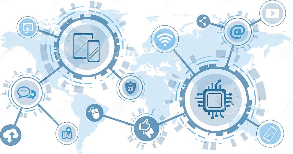 Digitalization and Mobile Communication Concept - Vector Illustration ...