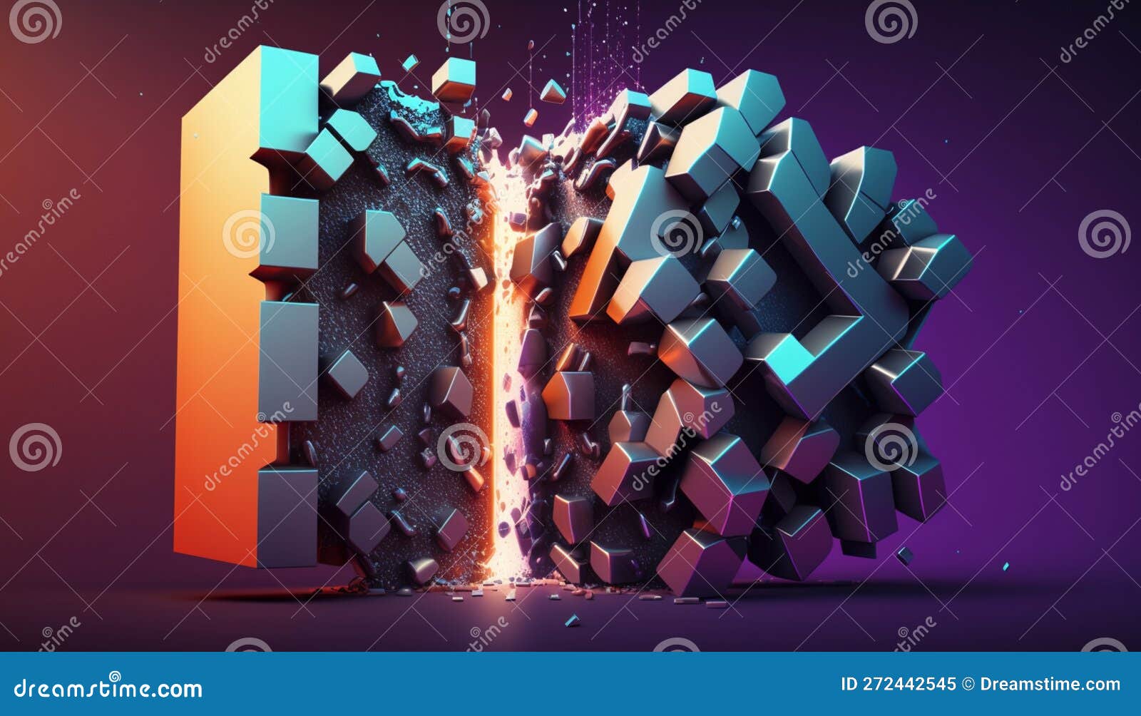 Abstract Concept of a Broken Block Chain Ai, Generative Stock ...