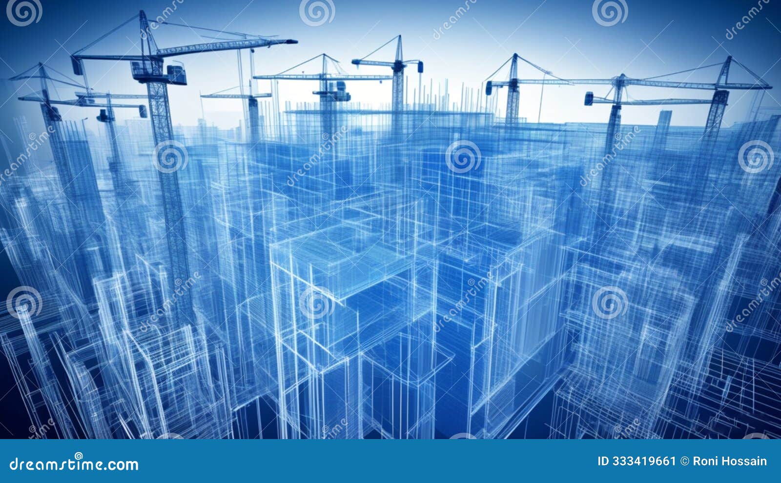 Abstract Concept Construction Site Blueprint. Showcasing Architectural ...