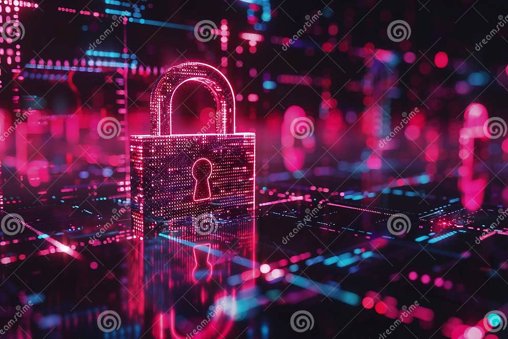 Abstract Concept of a Cybersecurity Barrier Protecting Digital ...