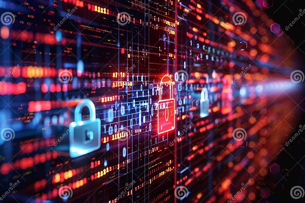 Abstract Concept of a Cybersecurity Barrier Protecting Digital ...