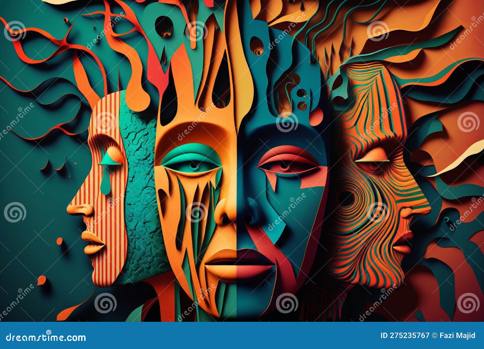 Abstract Concept of Different Personalities. Generative AI Stock ...