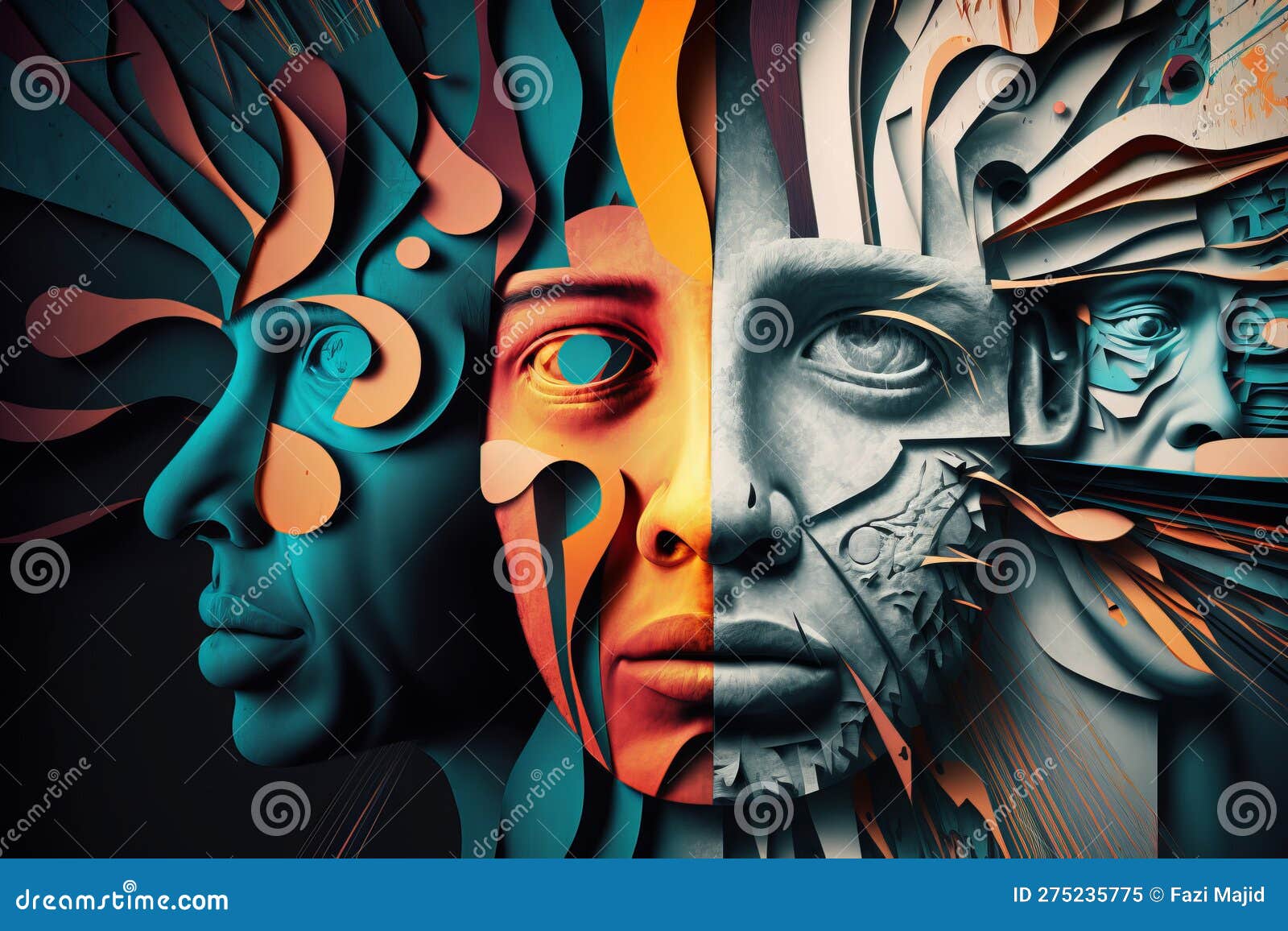 Abstract Concept of Different Personalities. Generative AI Stock ...