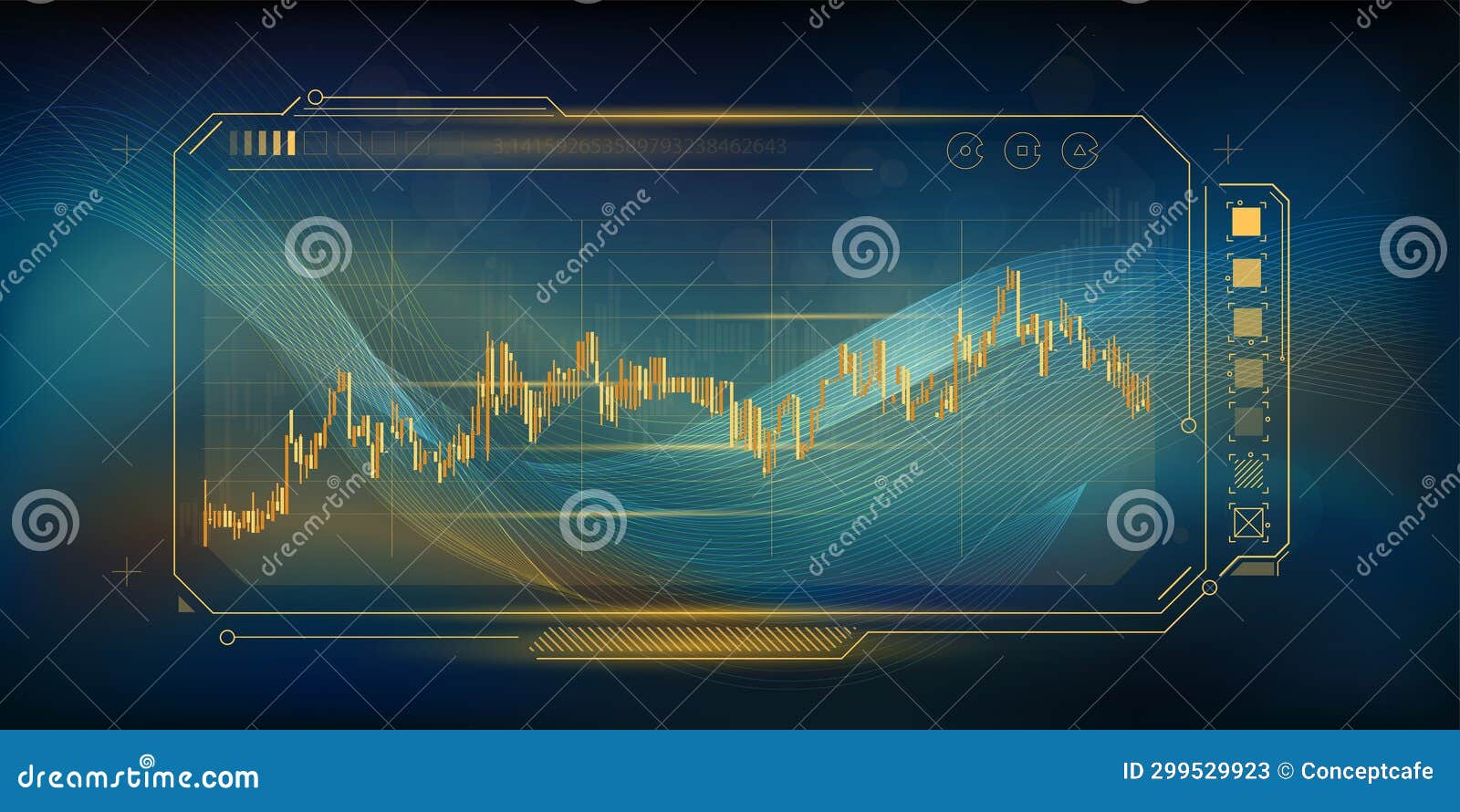 Abstract Concept with Digital Waves and Financial Charts. Stock ...