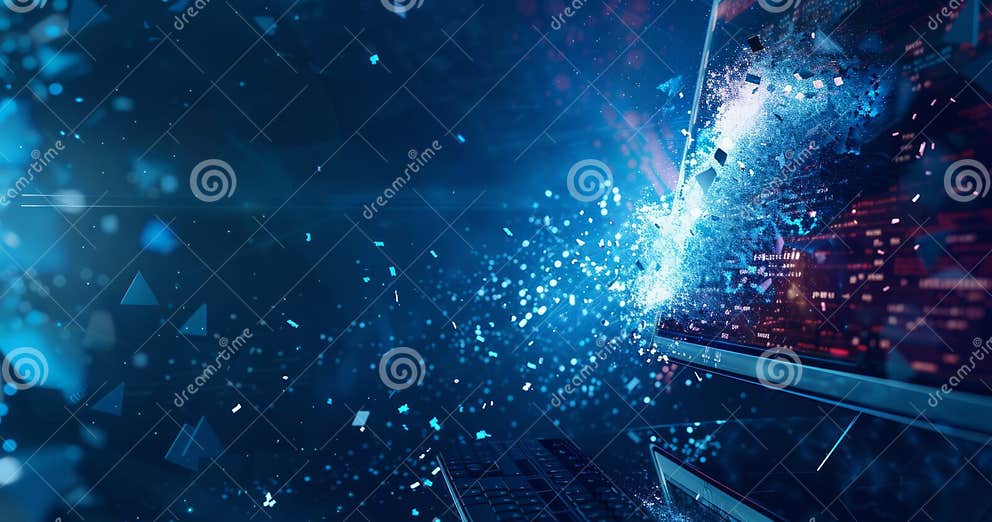 Abstract Concept of Elearning with Digital Particles and Computer Stock ...