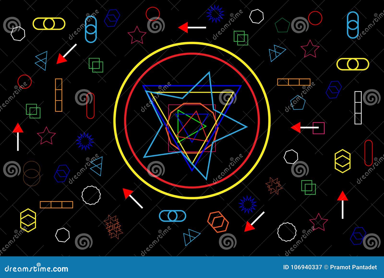 Abstract Concept Future Shapes Geometry on Black Background ...