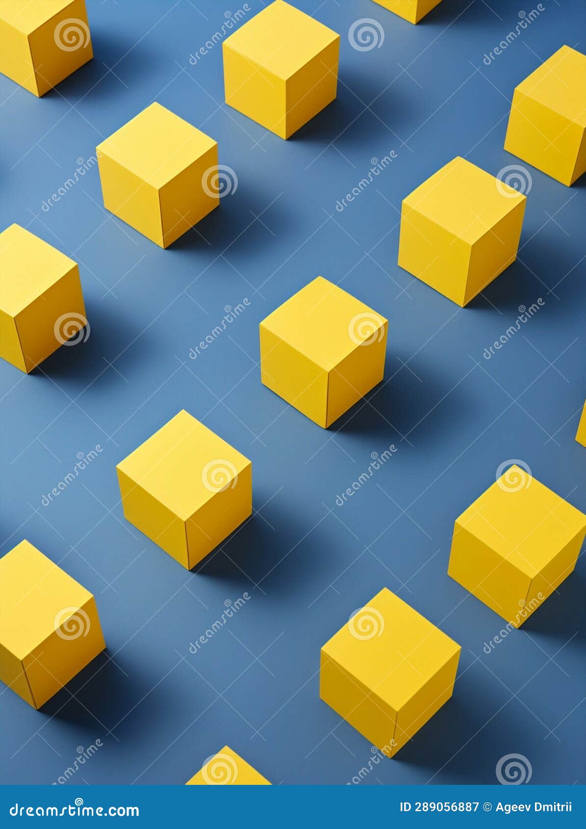 Modern Blue Square Shape Concept Cube Design Geometric Pattern Block ...