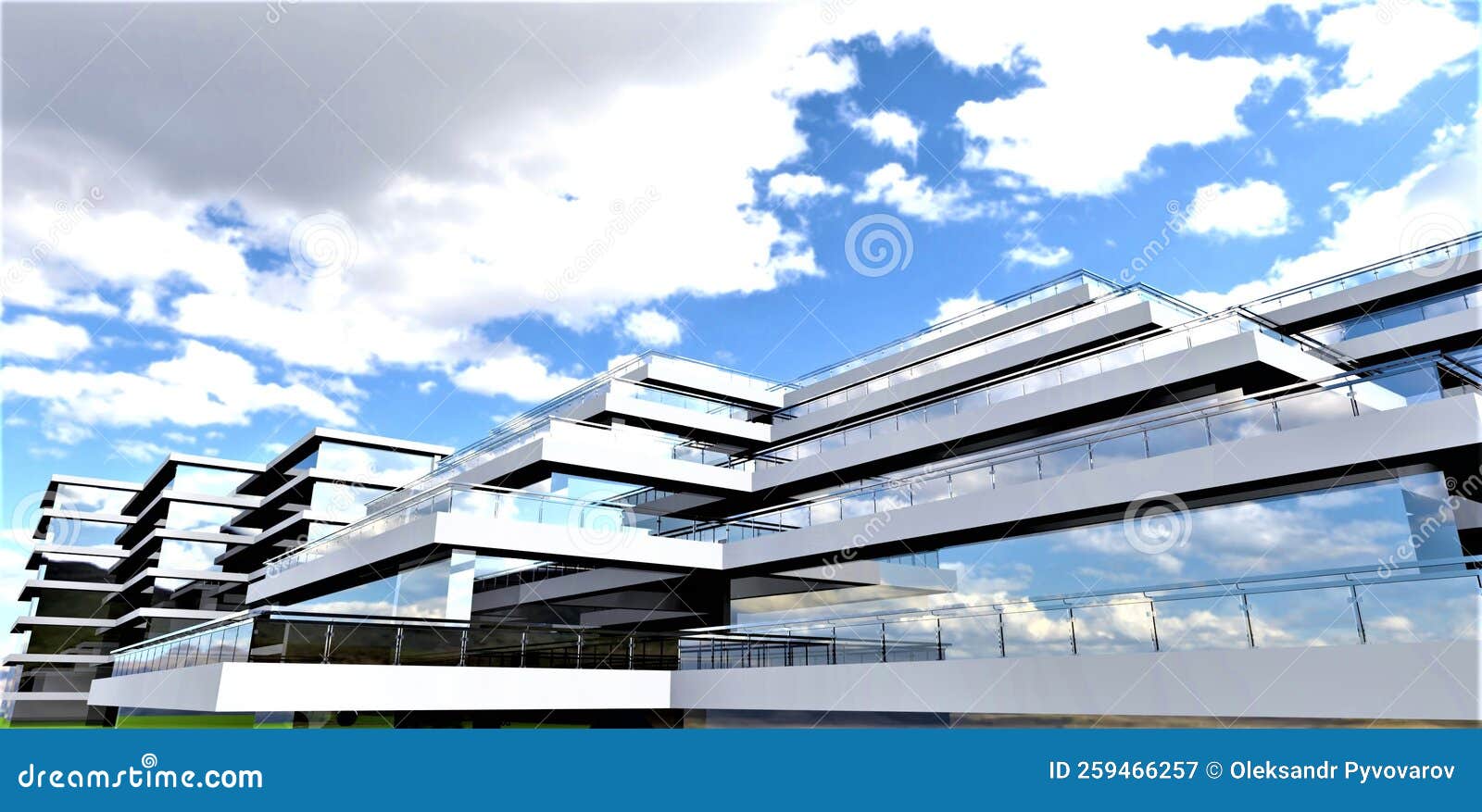 Abstract Concept of a Hotel Complex in High-tech Style. Open-type ...