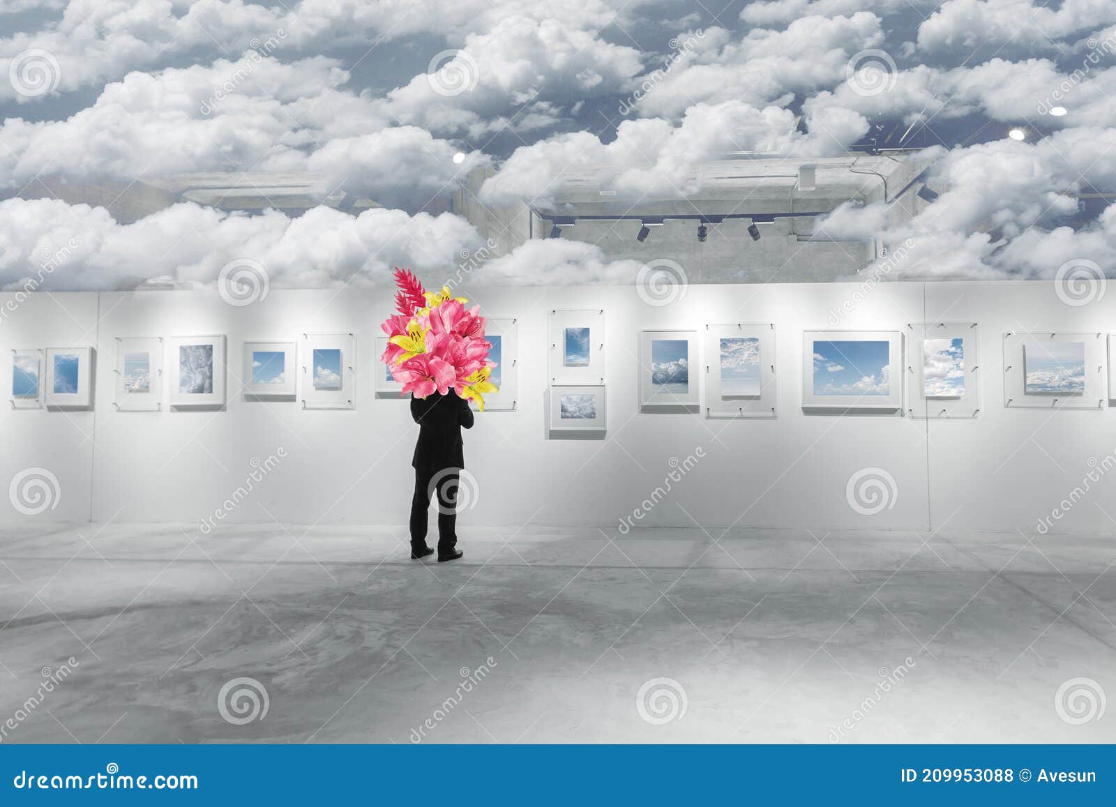 Abstract Concept of Man at Art Gallery Stock Photo - Image of hall ...