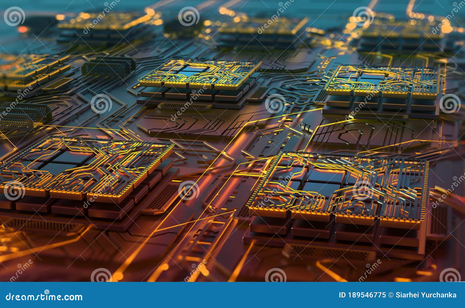 Abstract Concept of Nano Processor and High-tech Digital Element. 3D ...