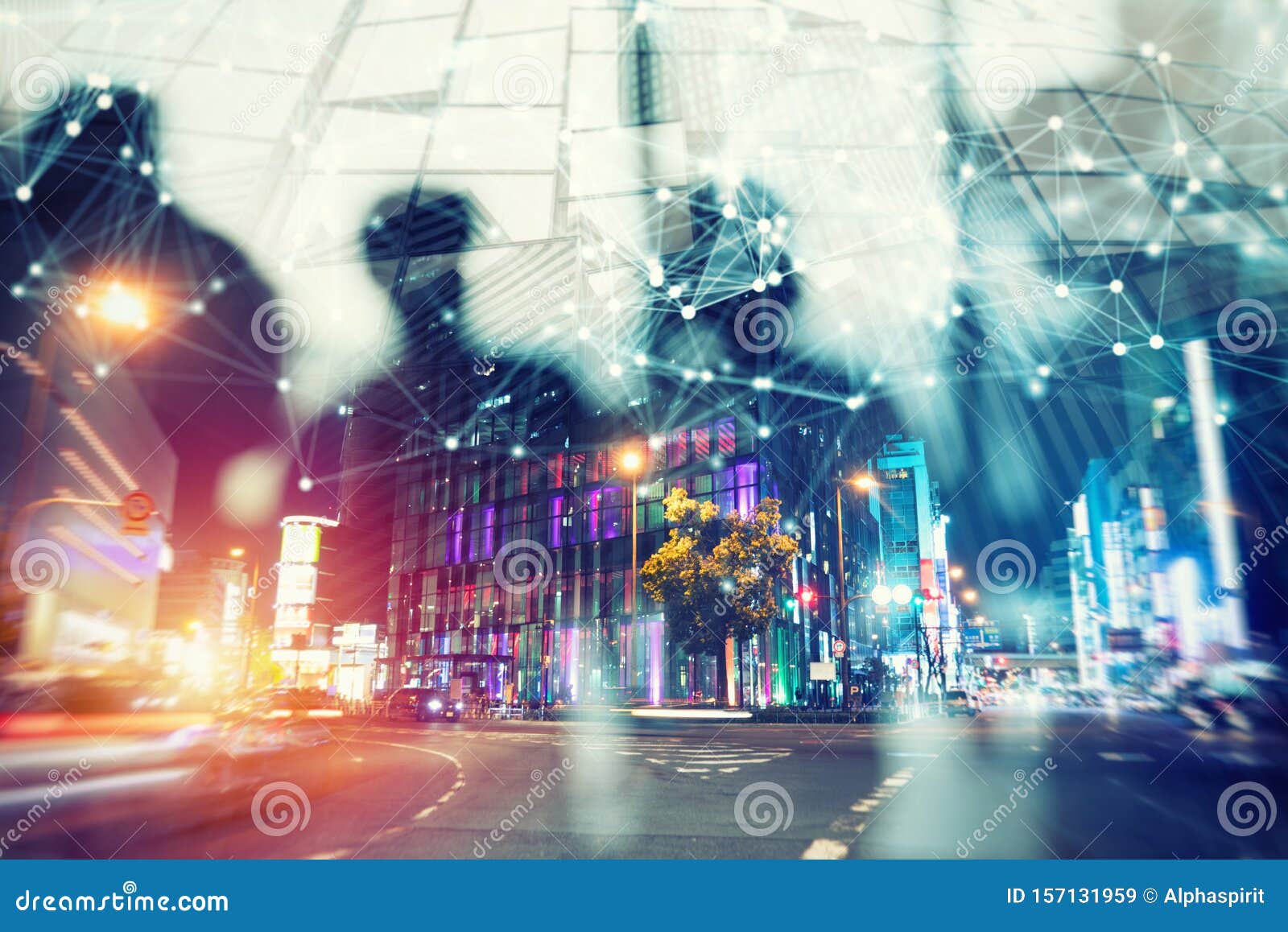 Abstract Network Background Concept with Double Exposure and Network ...