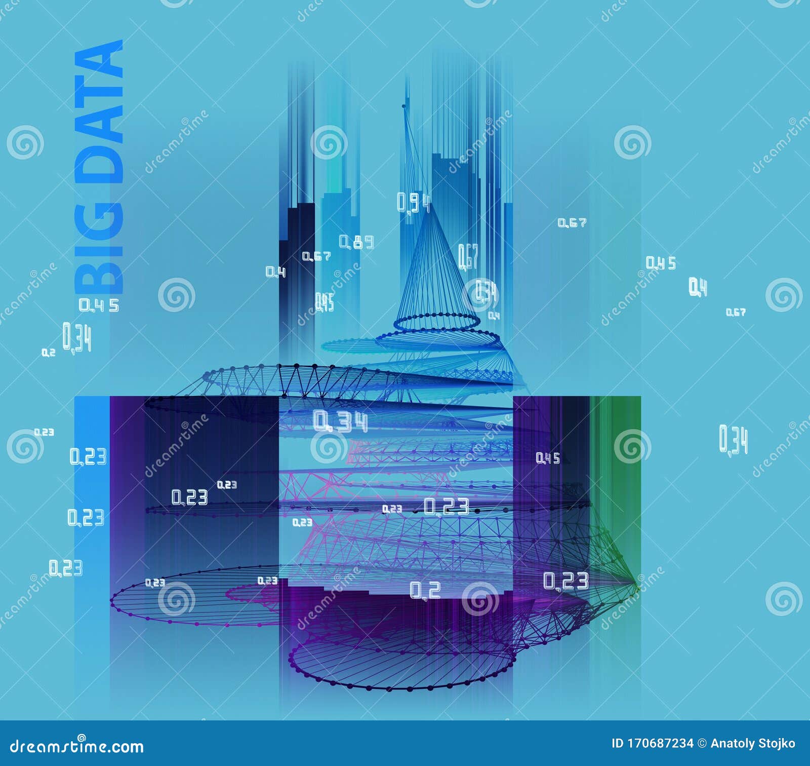 Abstract Concept of Radial Algorithm Analytics. Big Data. Quantum Virtual Cryptography Stock ...