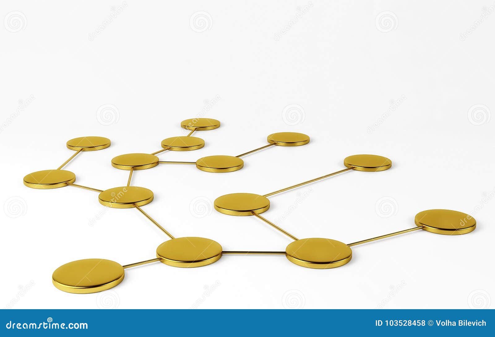 Abstract Conception of Network and Communication. Gold Isolated on ...