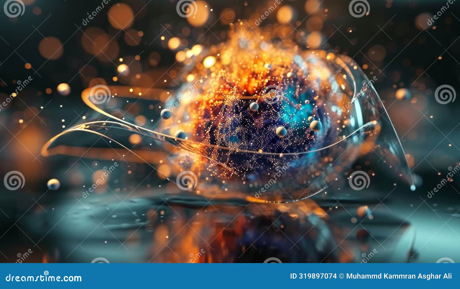 Abstract Conceptual Illustration of Atom with Electrons and Protons ...
