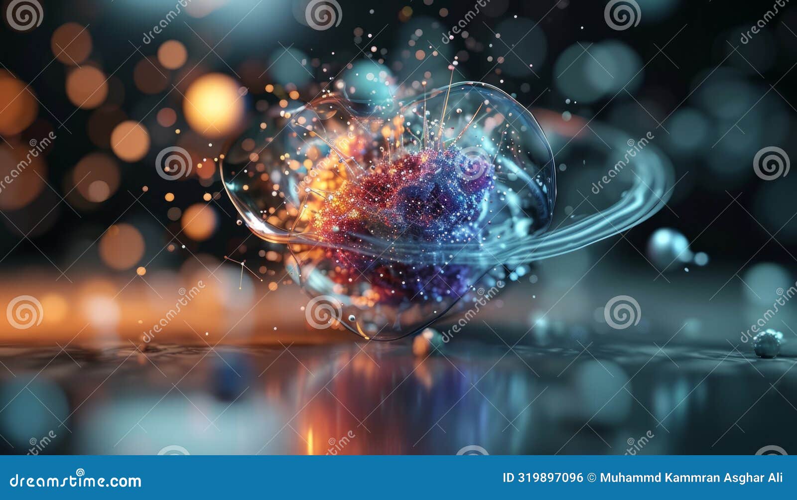 Abstract Conceptual Illustration of Atom with Electrons and Protons ...