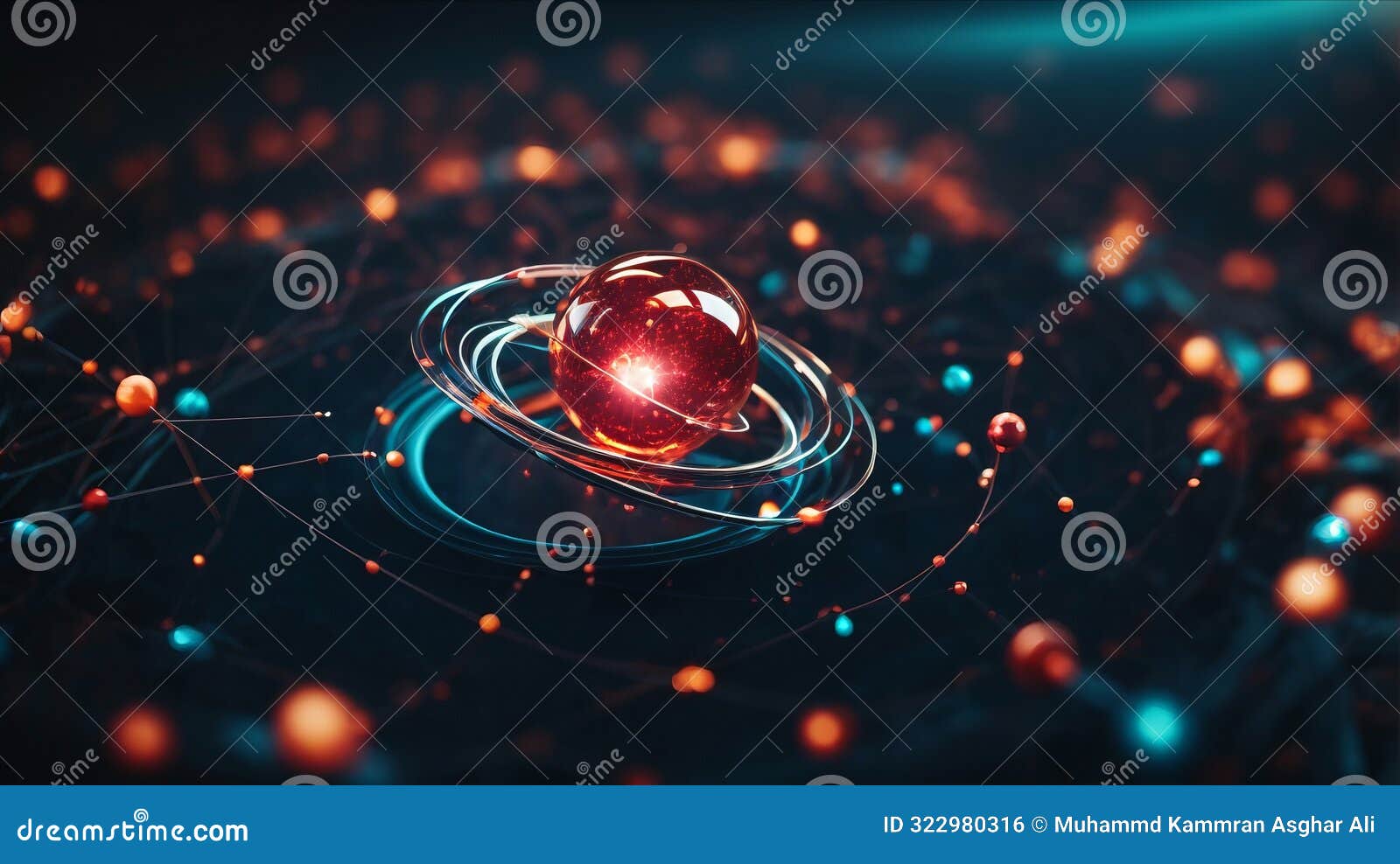 Abstract Conceptual Illustration of Atom with Electrons and Protons ...