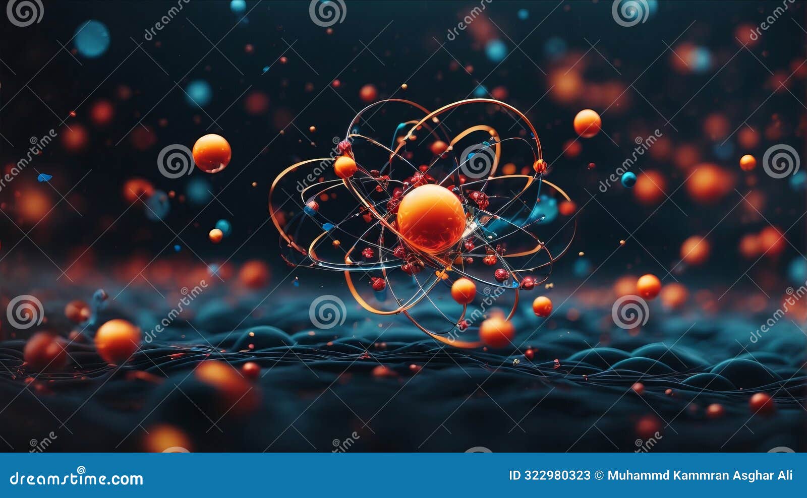 Abstract Conceptual Illustration of Atom with Electrons and Protons ...
